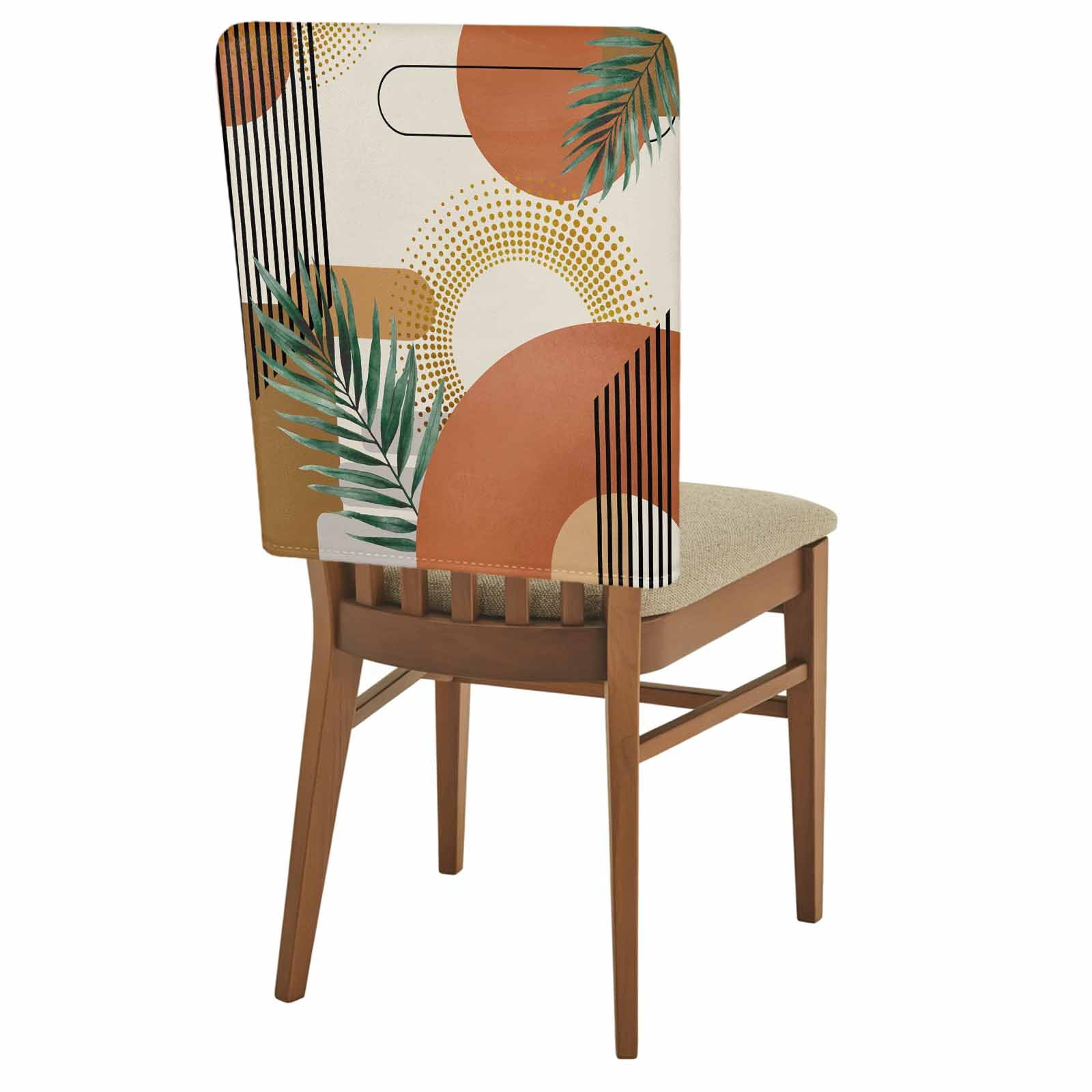 Bohemian Texture Chair Back Covers Set of 4, Green Leaves Abstract ...
