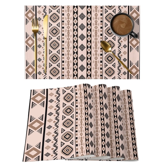 Bohemian Texture Cotton Linen Placemats Set of 1, Abstract Brown ...
