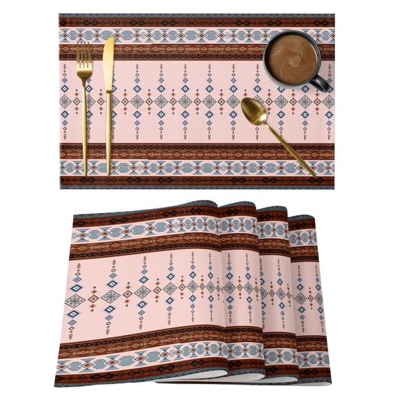 Bohemian Texture Cotton Linen Placemats Set of 1, Abstract Geometric ...