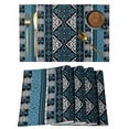 Bohemian Texture Cotton Linen Placemats Set of 12, Abstract Blue ...
