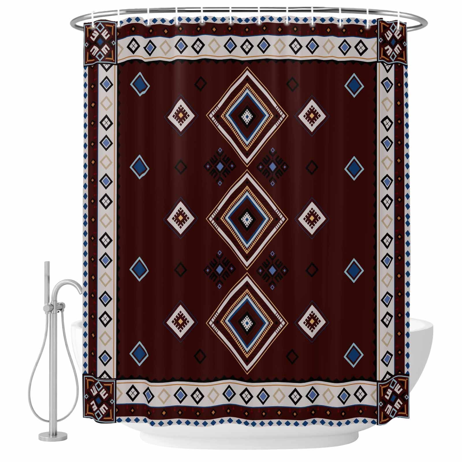 Bohemian Texture Shower Curtain for Bathroom, Abstract Geometric ...