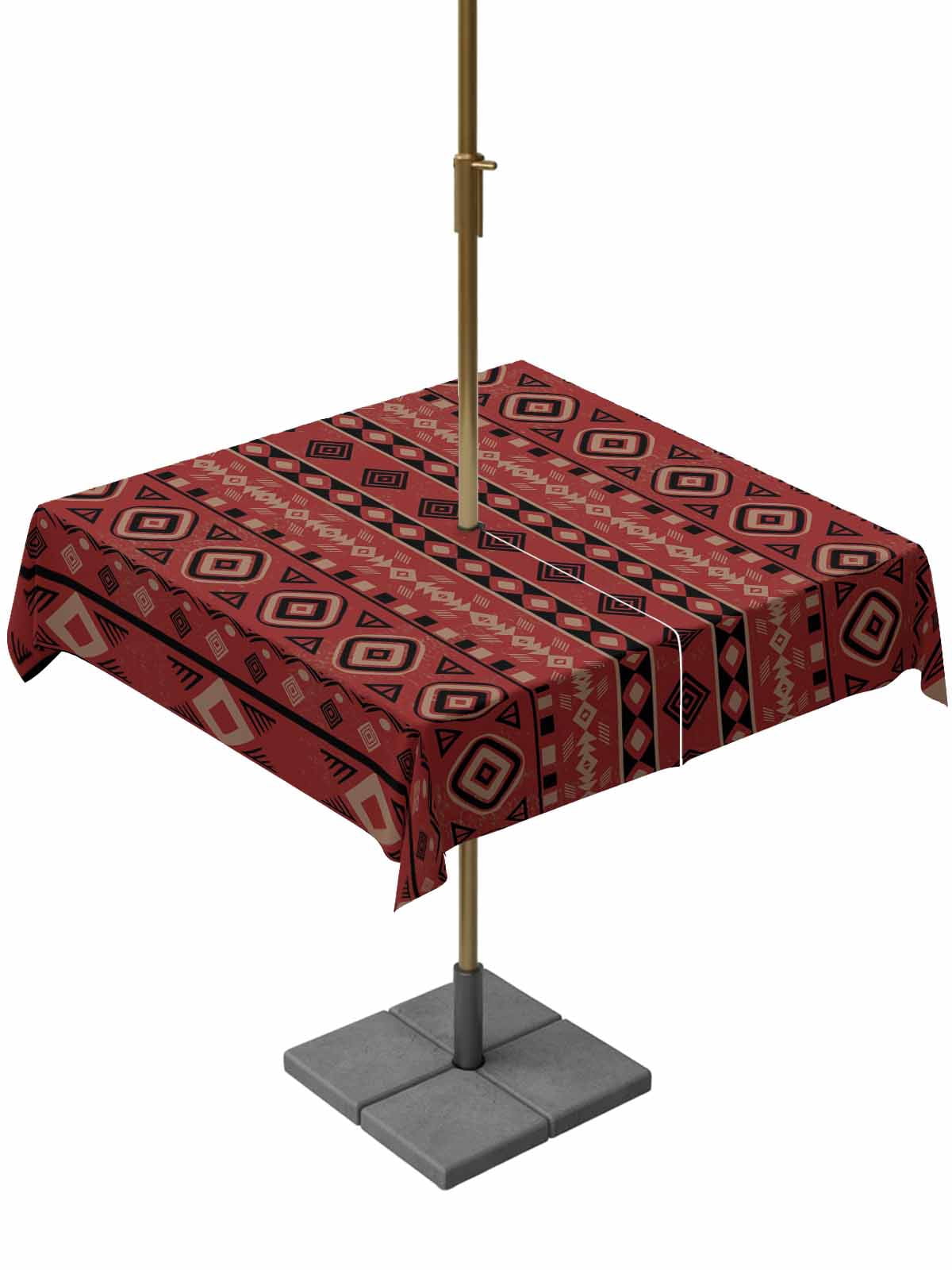 Bohemian Texture Square Outdoor Tablecloth with Umbrella Hole Abstract ...