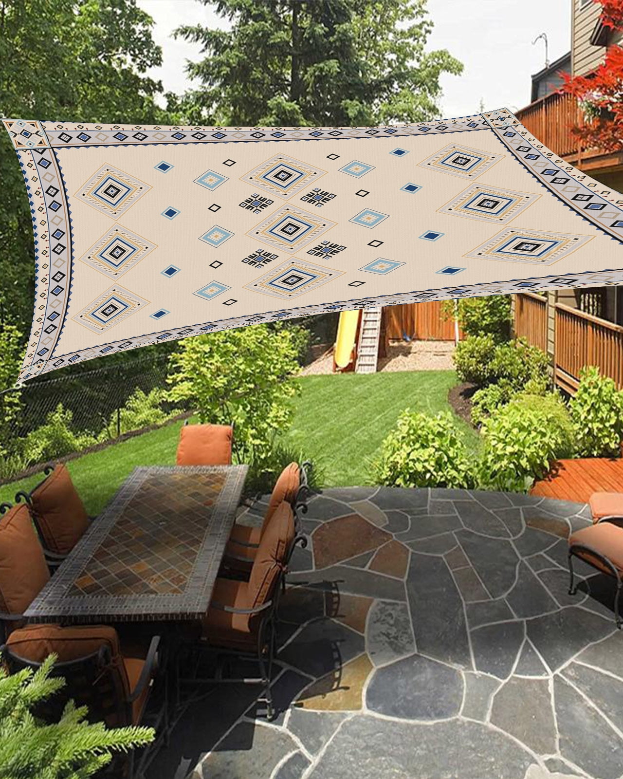 Bohemian Texture Sun Shade Sail 12'X16' Abstract Retro Geometric ...