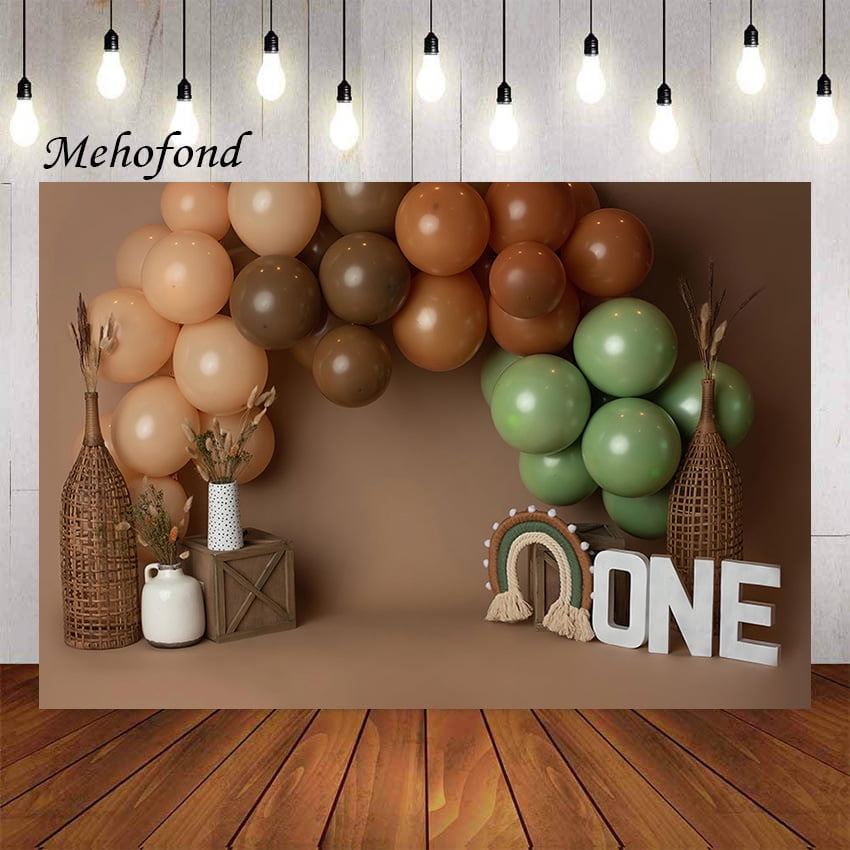 Bohemian Theme Balloon Boho Girl 1st Birthday Cake Smash ratio Backdrop ...