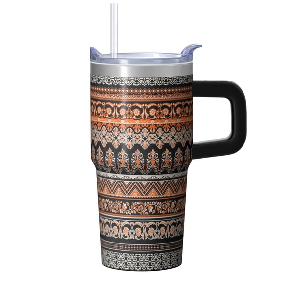Bohemian Themed 20oz Cup with Lid and Straw - Stainless Steel Insulated ...
