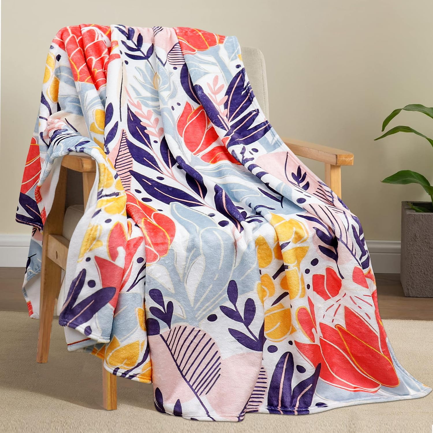 Bohemian Throw Blanket Colorful Flower Throw Blanket Boho Flannel ...