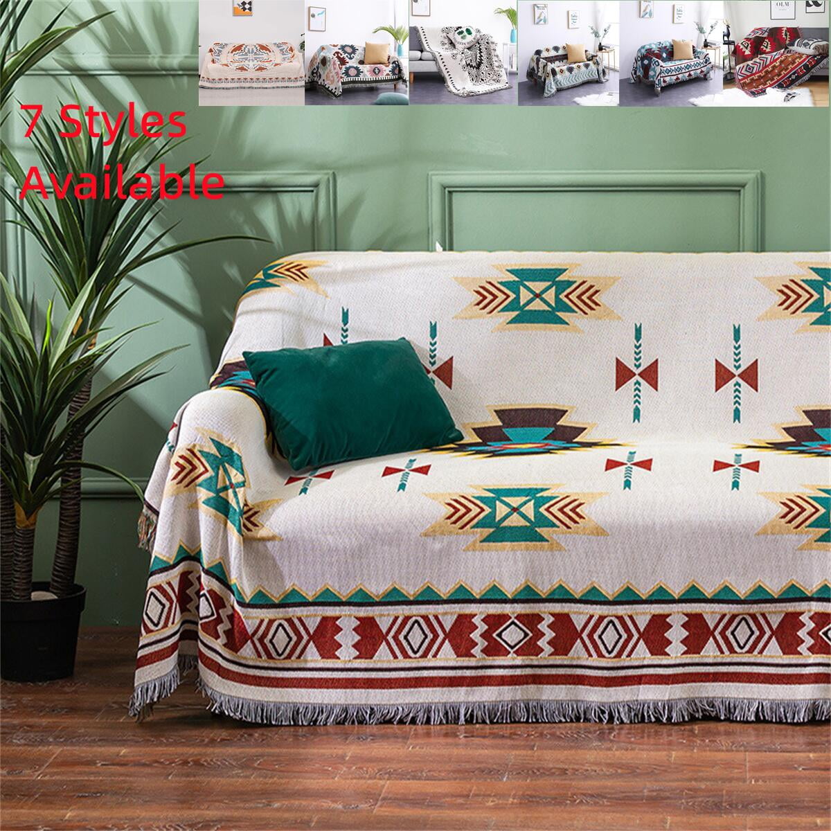 Bohemian 50x70 Inch Cotton Linen Throw Blanket with Tassel, Multi-color ...