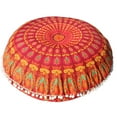 Bohemian Throw Pillow Cover,Mandala Round Floor Cushion Cover, Pom Pom ...