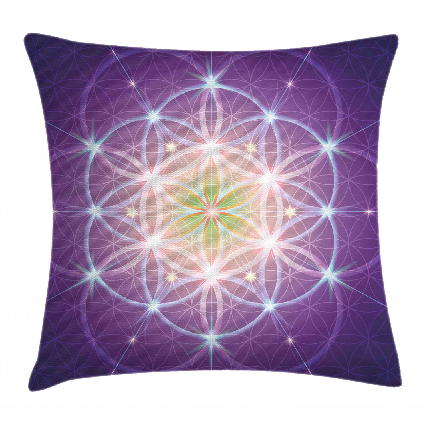 Bohemian Throw Pillow Cushion Cover, Interlace Circles Sign of Cosmos ...