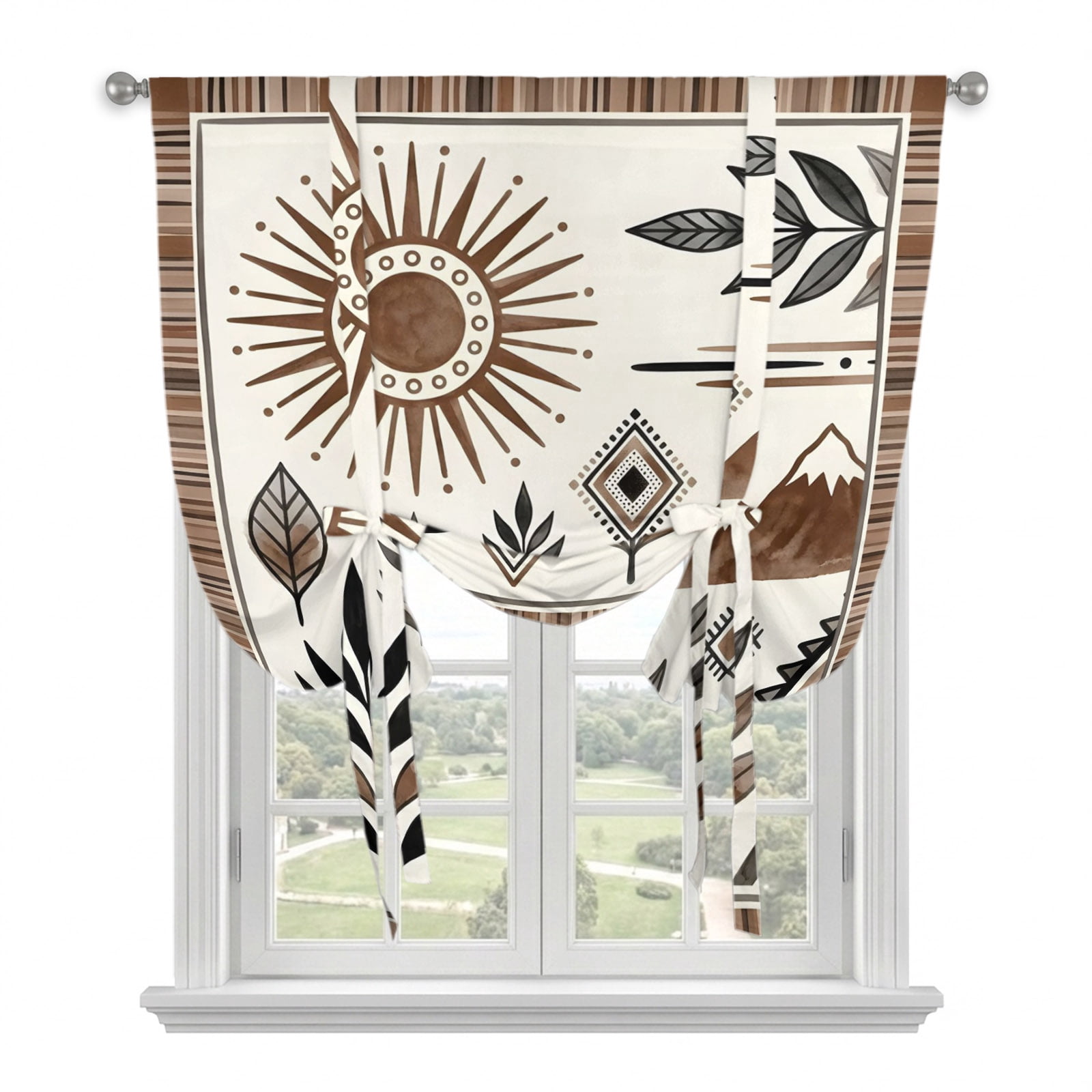 Bohemian Tie Up Curtains for Window, Thermal Insulated Balloon Shade ...