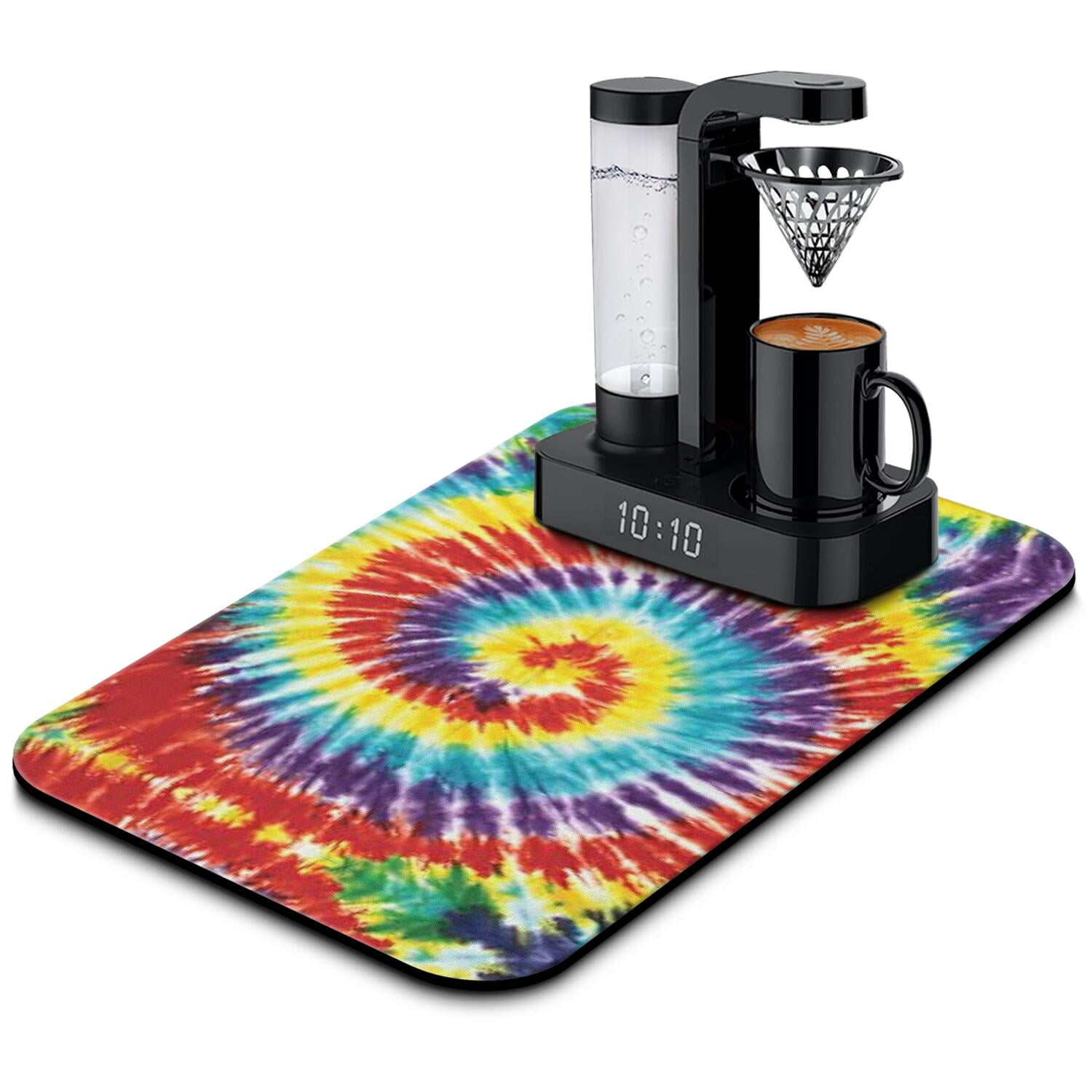 Bohemian Tie Dye Coffee Mat, Abstract Multicolor Diatom Mud Dish Drying ...