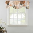 Bohemian Tie Up Valances Curtain, Abstract Green Leaf Beige Lines ...