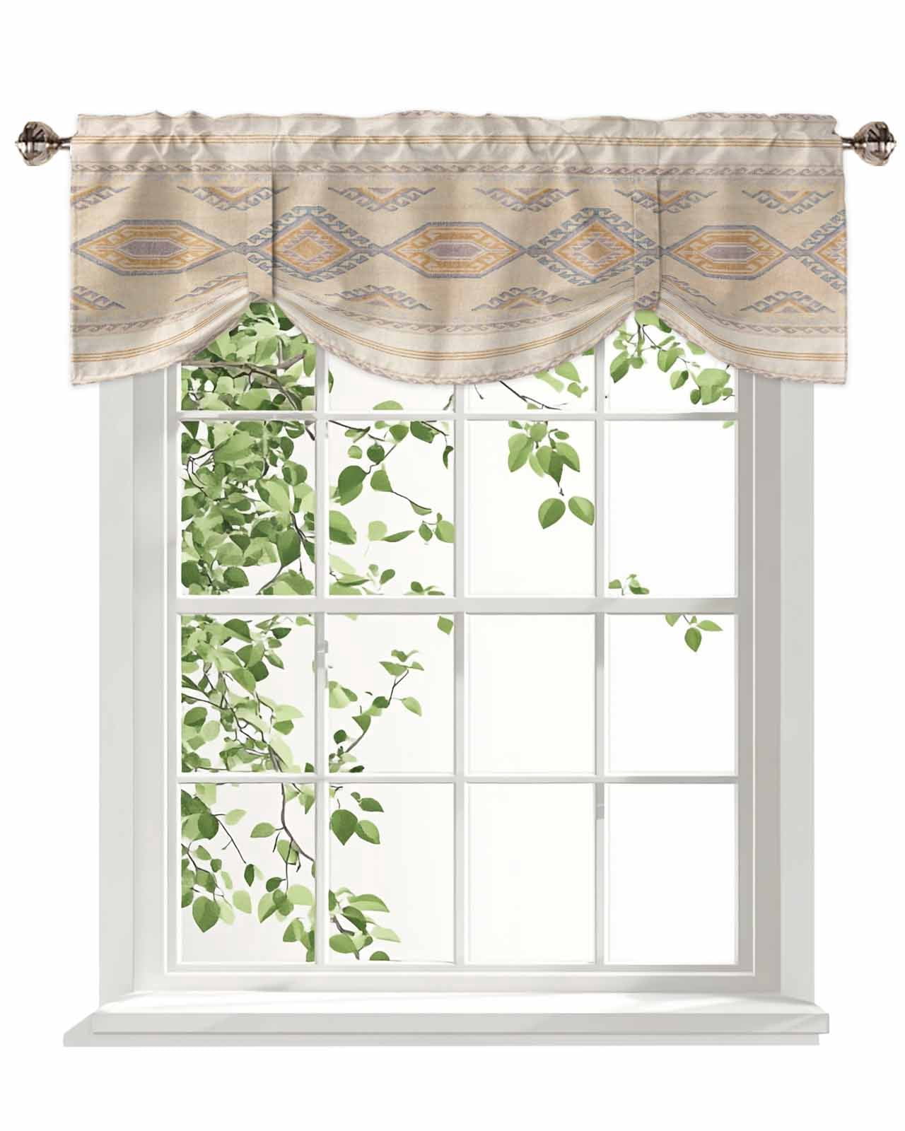 Bohemian Tie Up Valances Curtain, Traditional Ethic Pattern Colorful ...