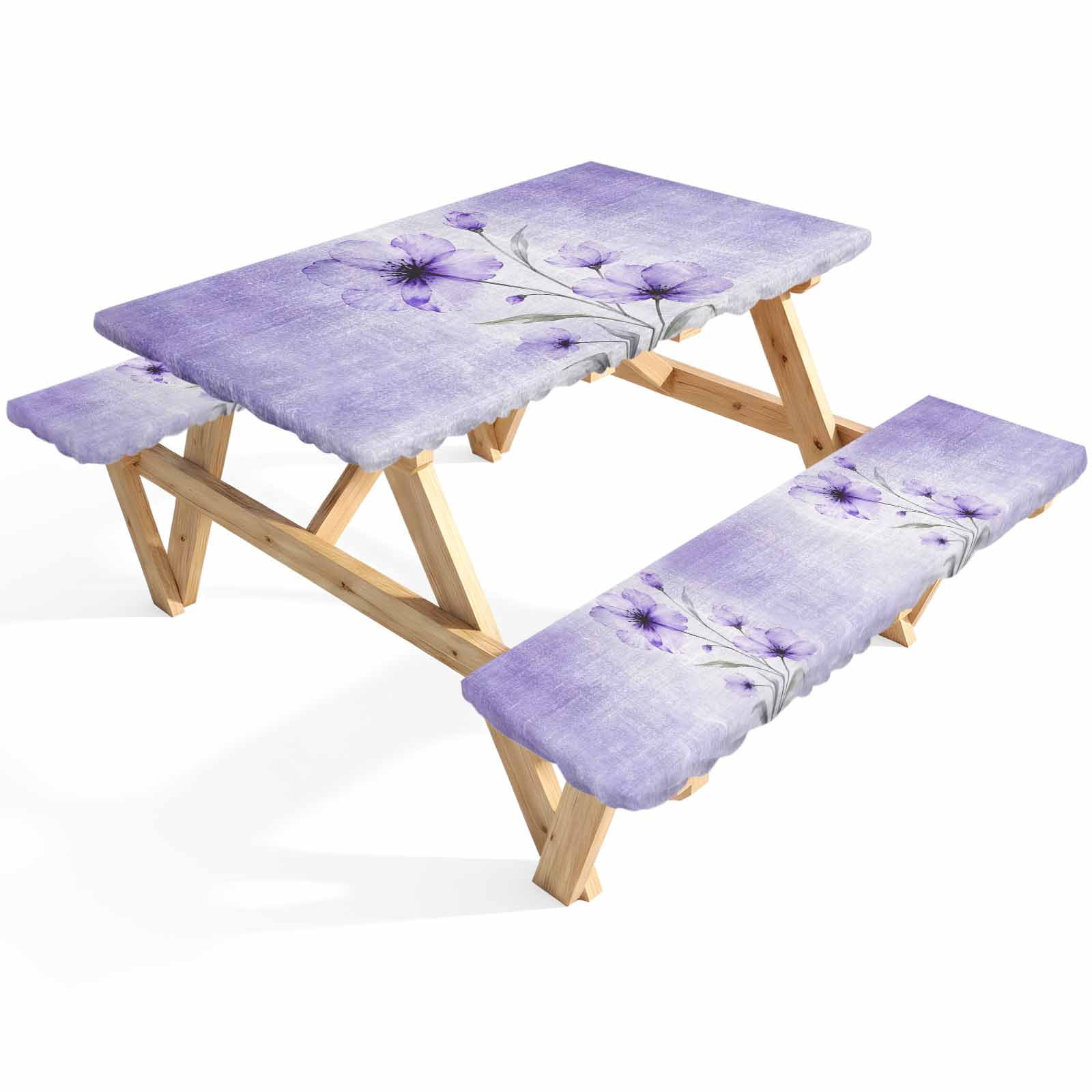 Bohemian Translucent Floral Picnic Table Cover with Bench Covers Shabby ...