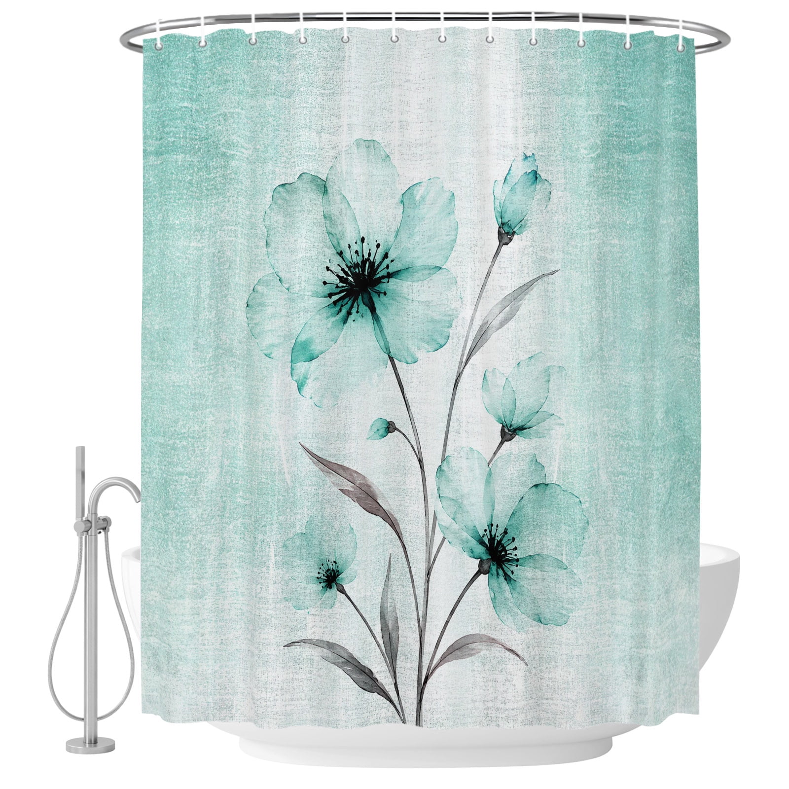 Bohemian Translucent Floral Shower Curtain for Bathroom, Shabby Chic ...