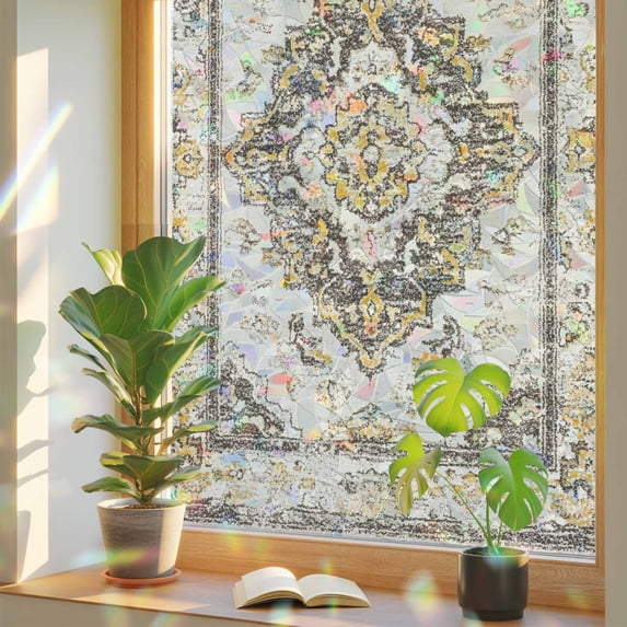 Bohemian Tribal Abstract Texture Window Privacy Film, Rainbow Film ...