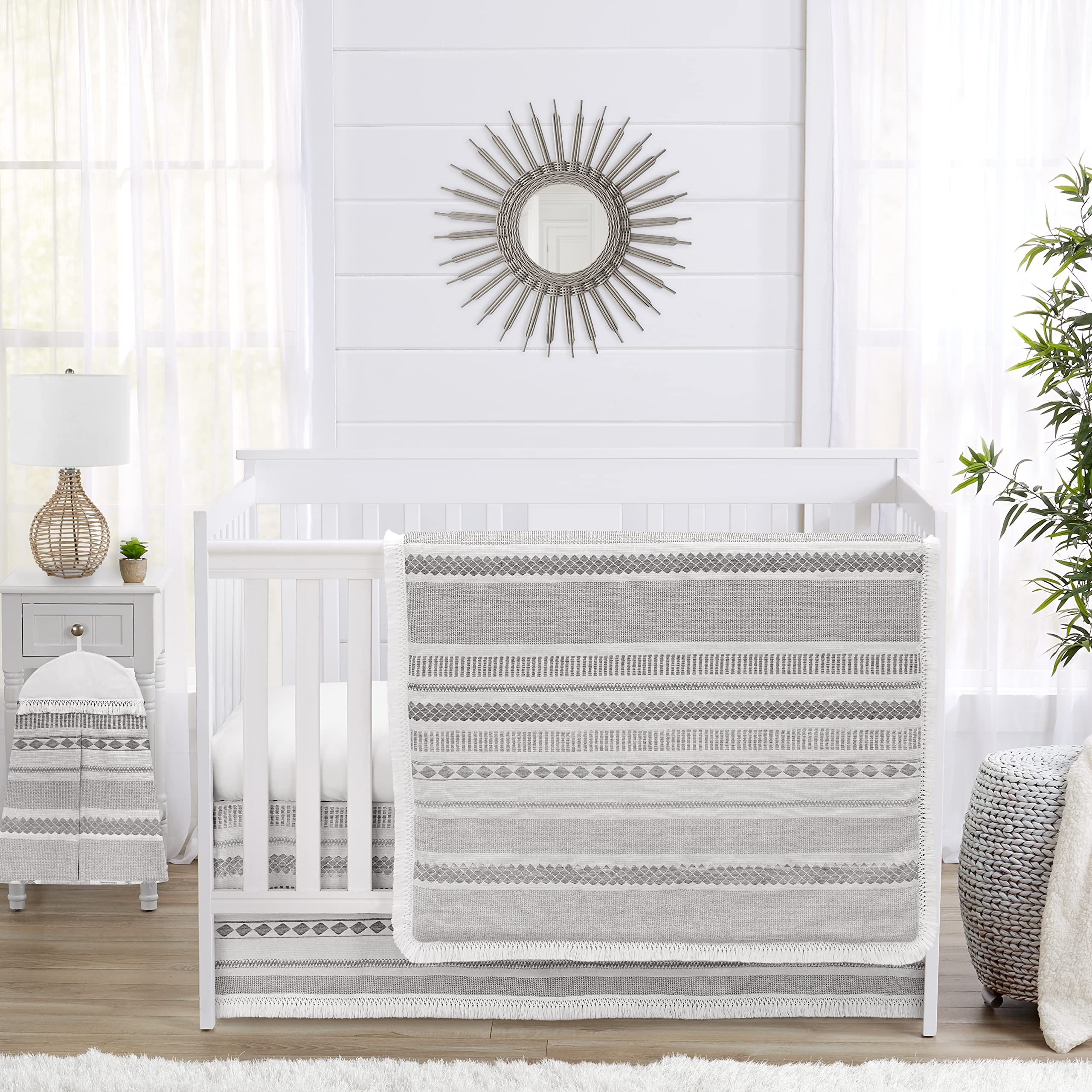 Bohemian Tribal Nursery Crib Bedding Set 4pc, Geometric Jacquard Aztec ...