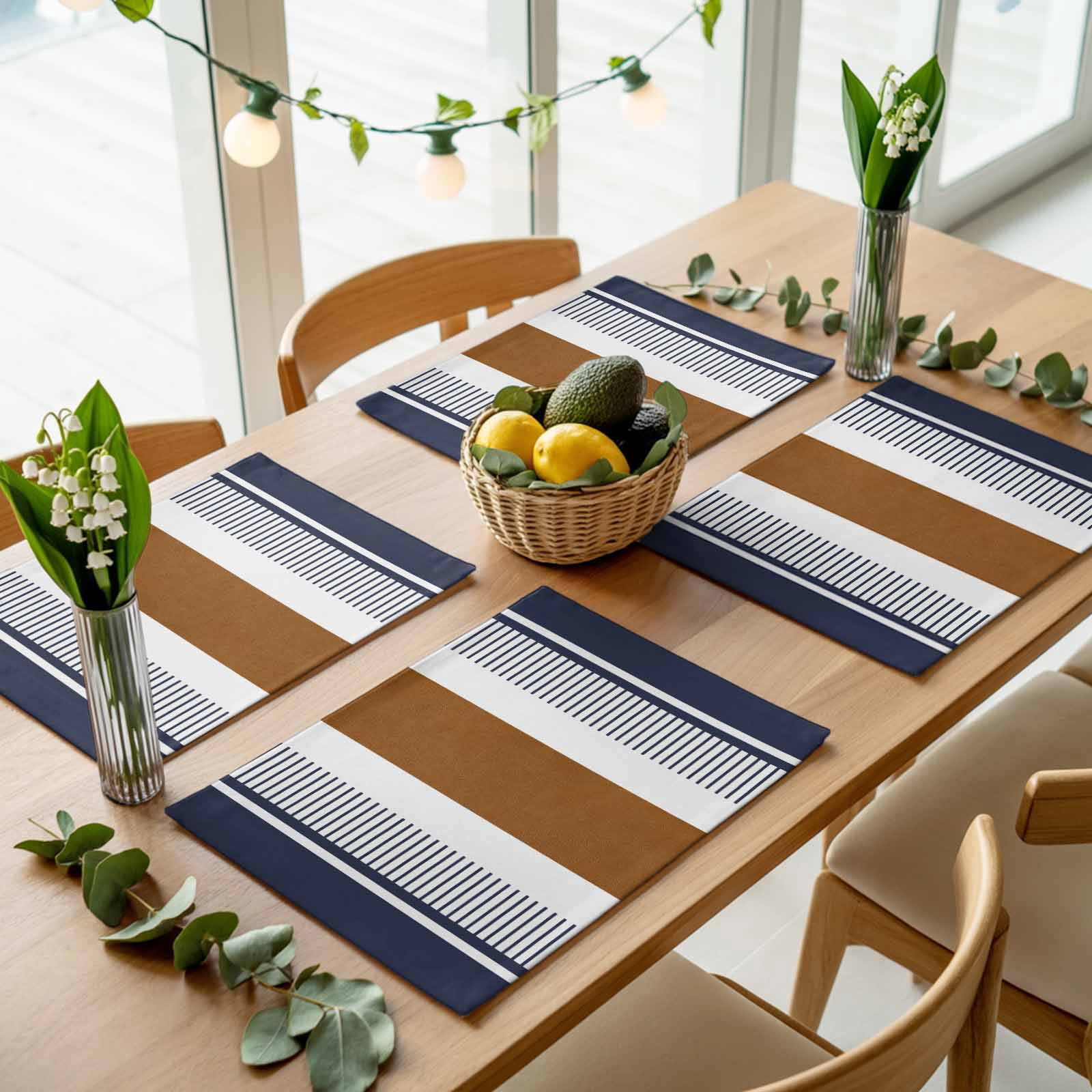 Bohemian Tribal Stripes Placemats Set of 4,Wipeable Washable Table Mats ...