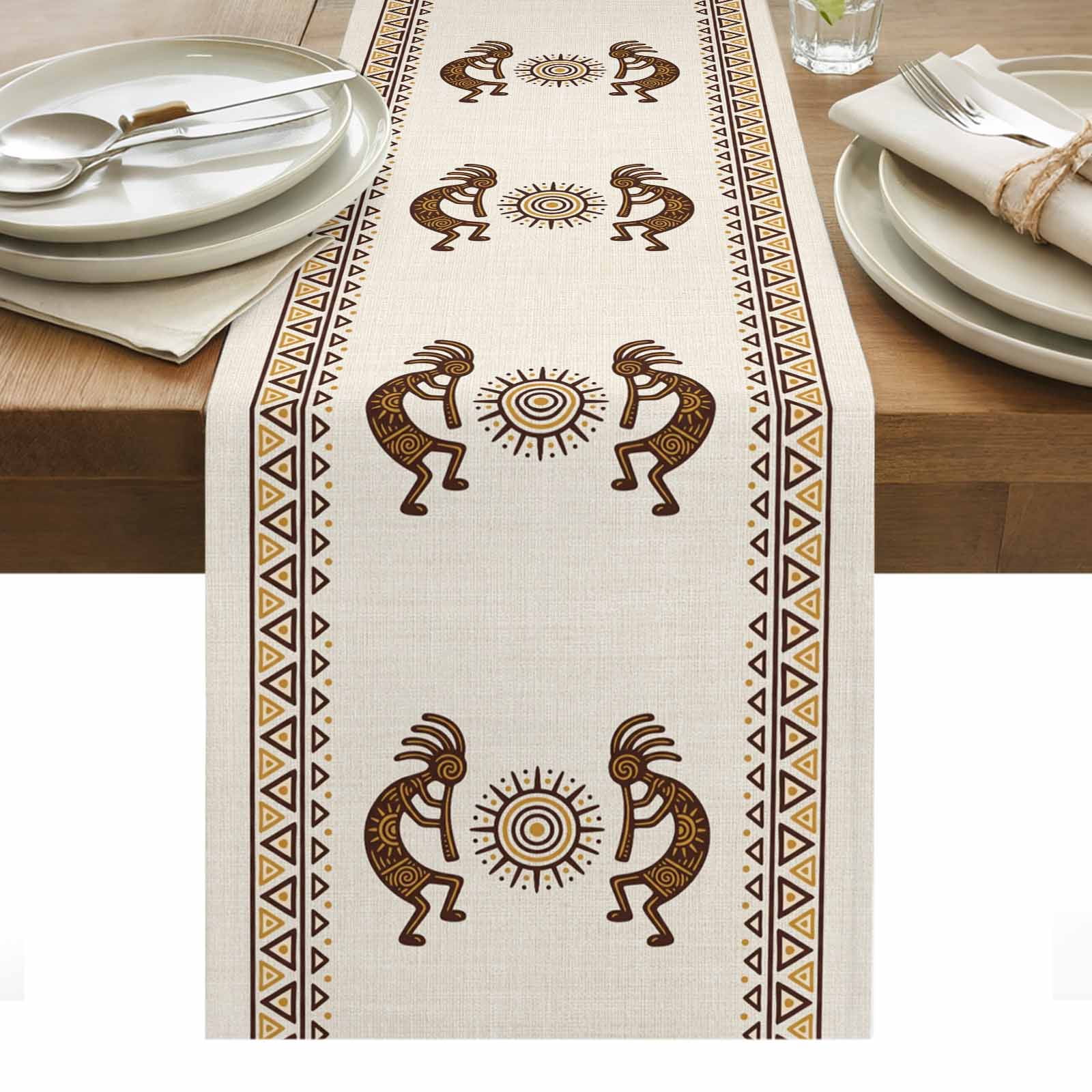 Bohemian Tribal Sunburst Cotton Linen Table Runner Boho Mysterious ...