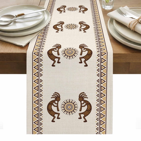 Bohemian Tribal Sunburst Cotton Linen Table Runner Boho Mysterious ...