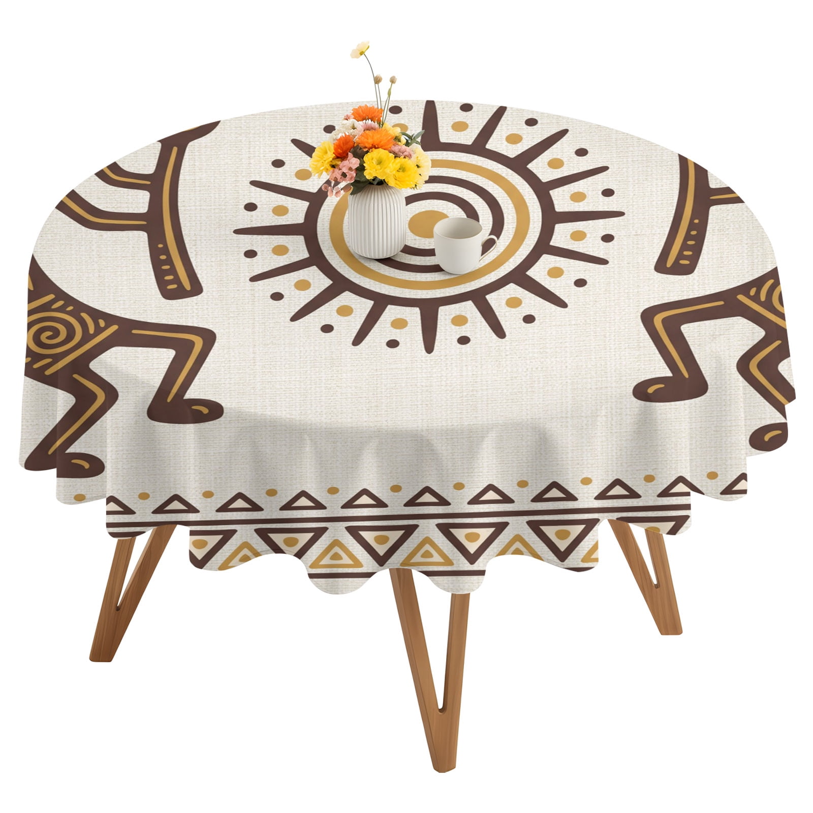 Bohemian Tribal Sunburst Round Tablecloth 60 inches Boho Mysterious ...