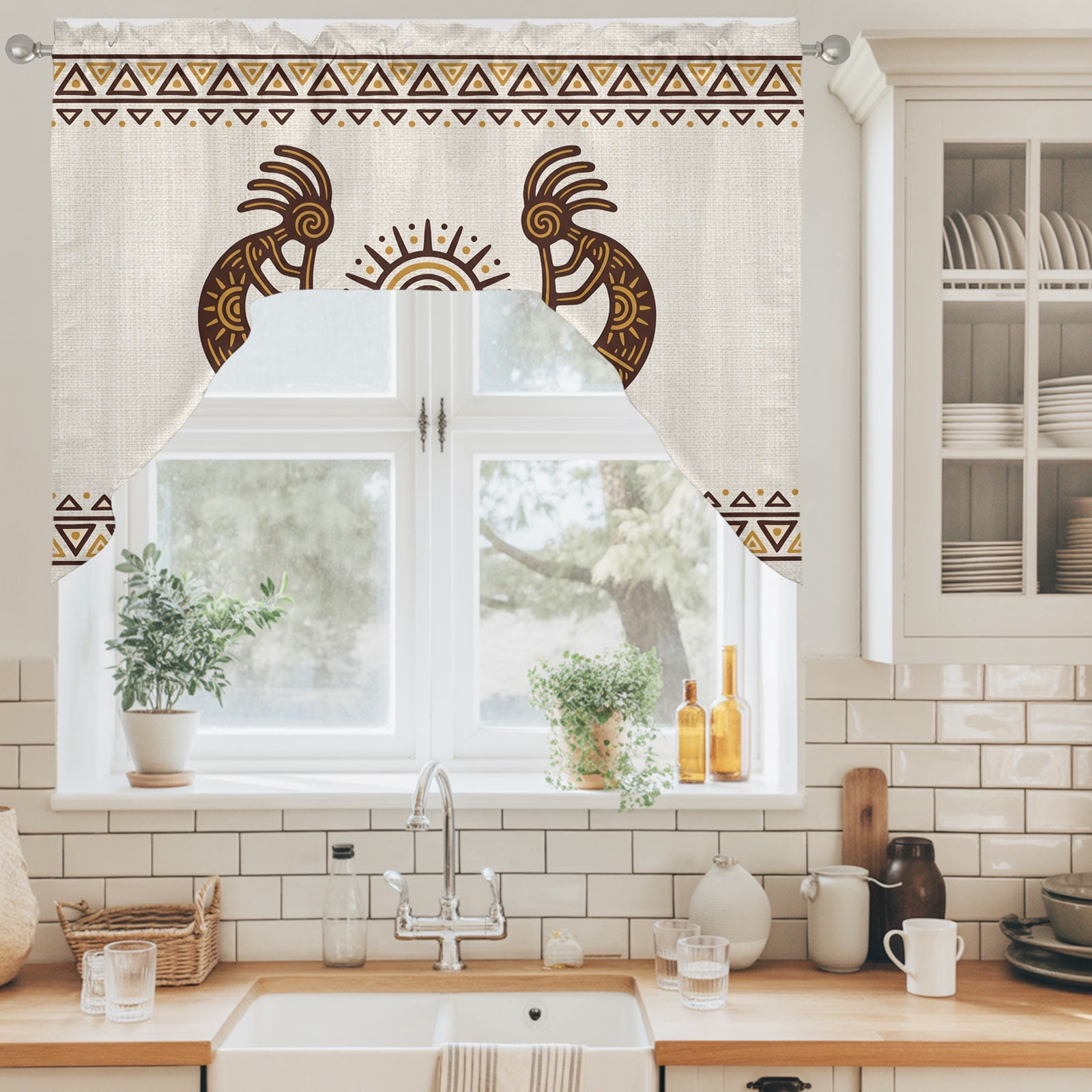 Bohemian Tribal Sunburst Swag Curtain Valance for Windows, Boho ...