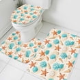 Bohemian Tropical Beach Bathroom Rugs Set Nautical Teal Coral Shell ...