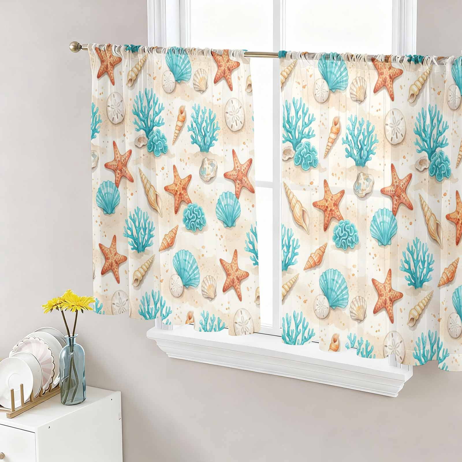 Bohemian Tropical Beach Sheer Curtains for Living Room Bedroom ...