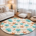 Bohemian Tropical Beach Washable Round Area Rug 5 ft, Nautical Teal ...