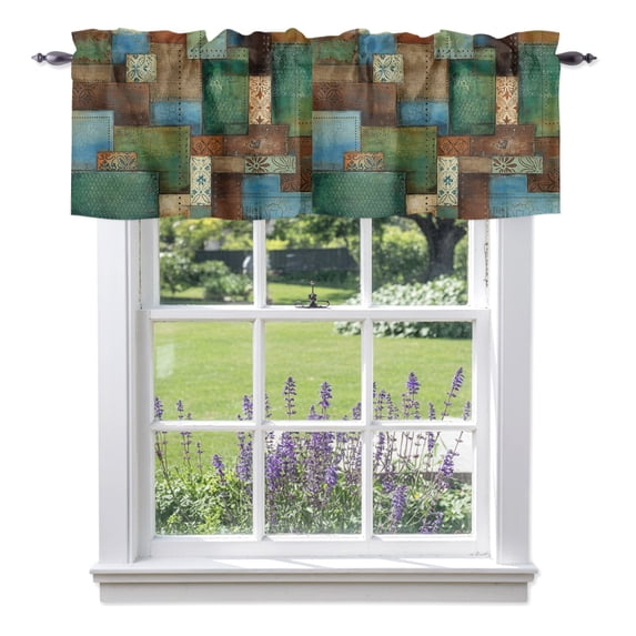 Bohemian Valances for Windows Modern Mottled Art Prints Geometric Plaid ...
