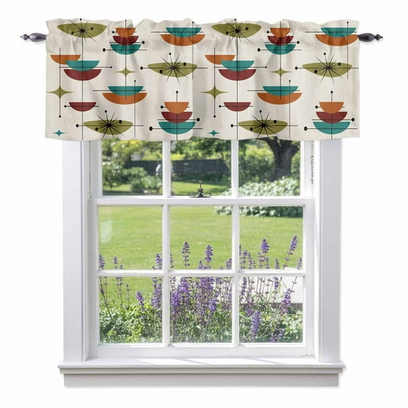Bohemian Valances for Windows, Orange Duck Green Color Block Valance ...