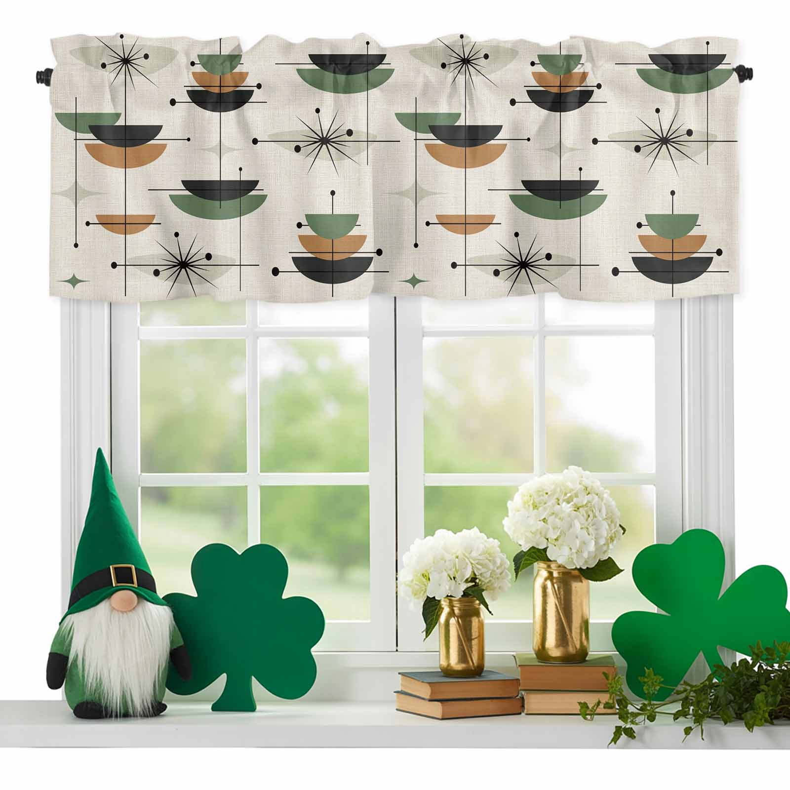 Bohemian Valances for Windows, Orange Navy Blue Green Color Block Rod ...