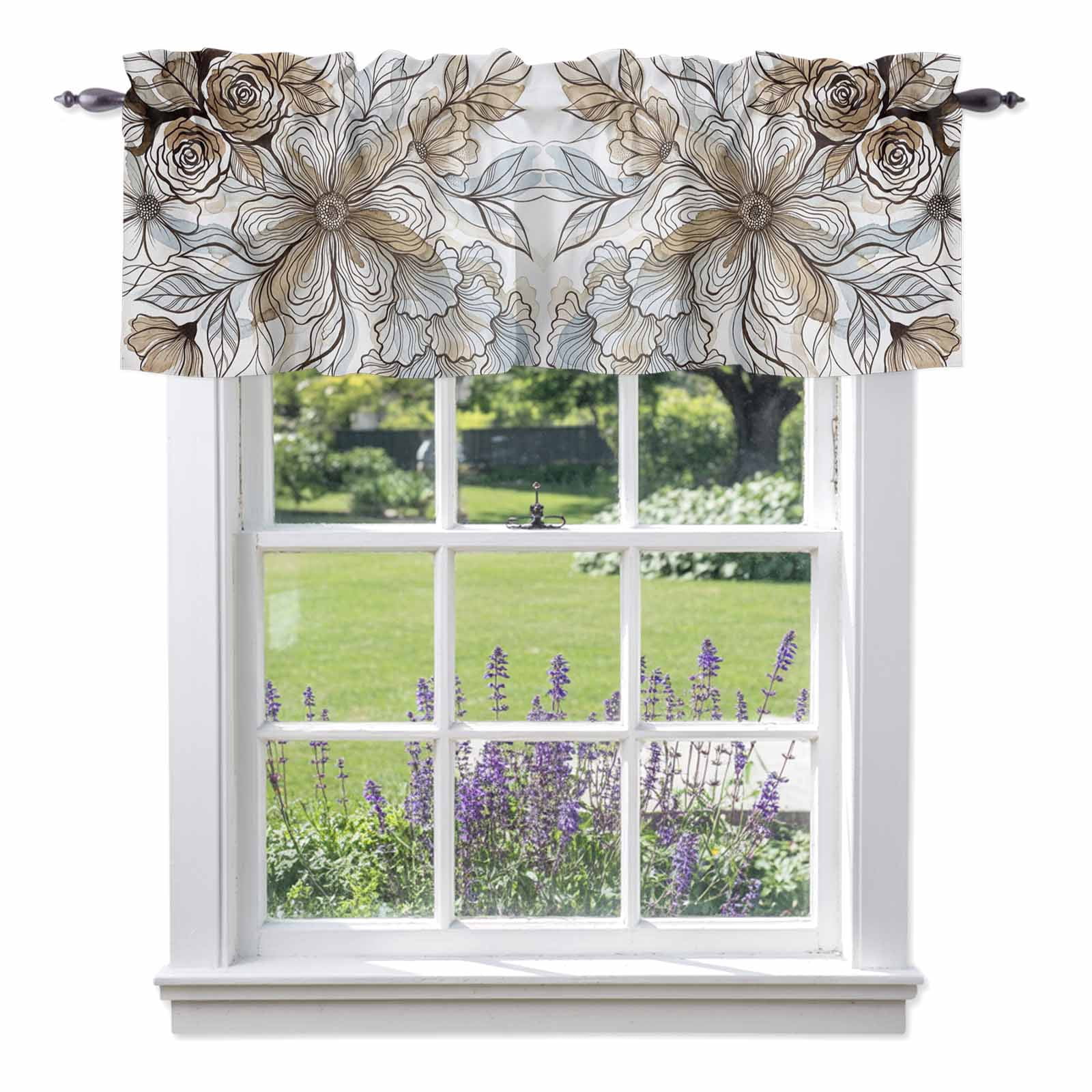 Bohemian Valances for Windows Traditional Ethic Texture Mystic Flowers ...