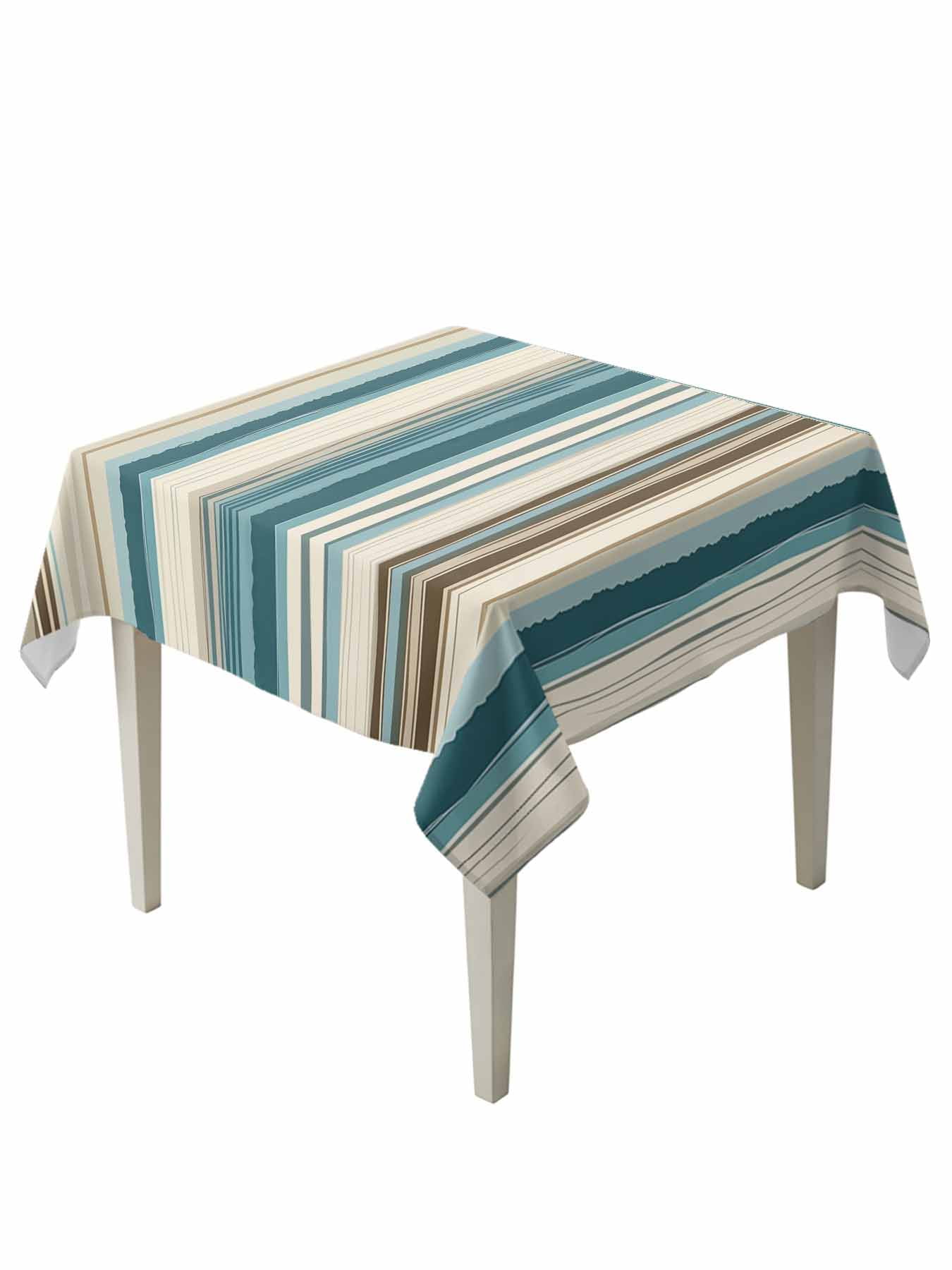 Bohemian Vertical Stripe Table Cloth 54x54 Inch Square, Green Beige ...