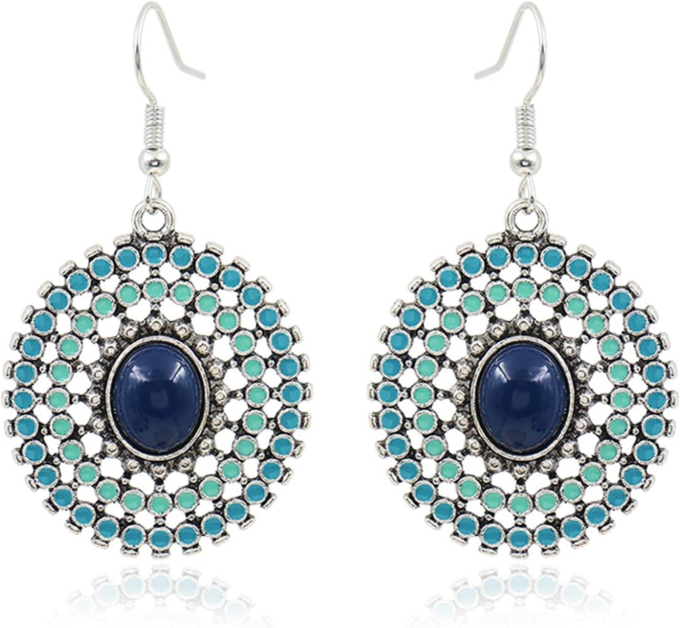 Bohemian Vintage Bronze Round Circle Earrings for Women Colorful Round ...