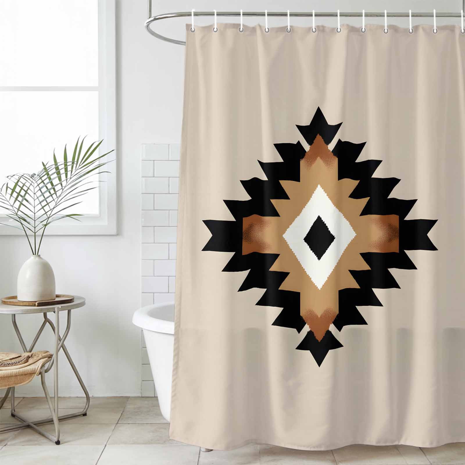 Bohemian Vintage Ethnic Pattern Shower Curtain Set, Waterproof Shower ...