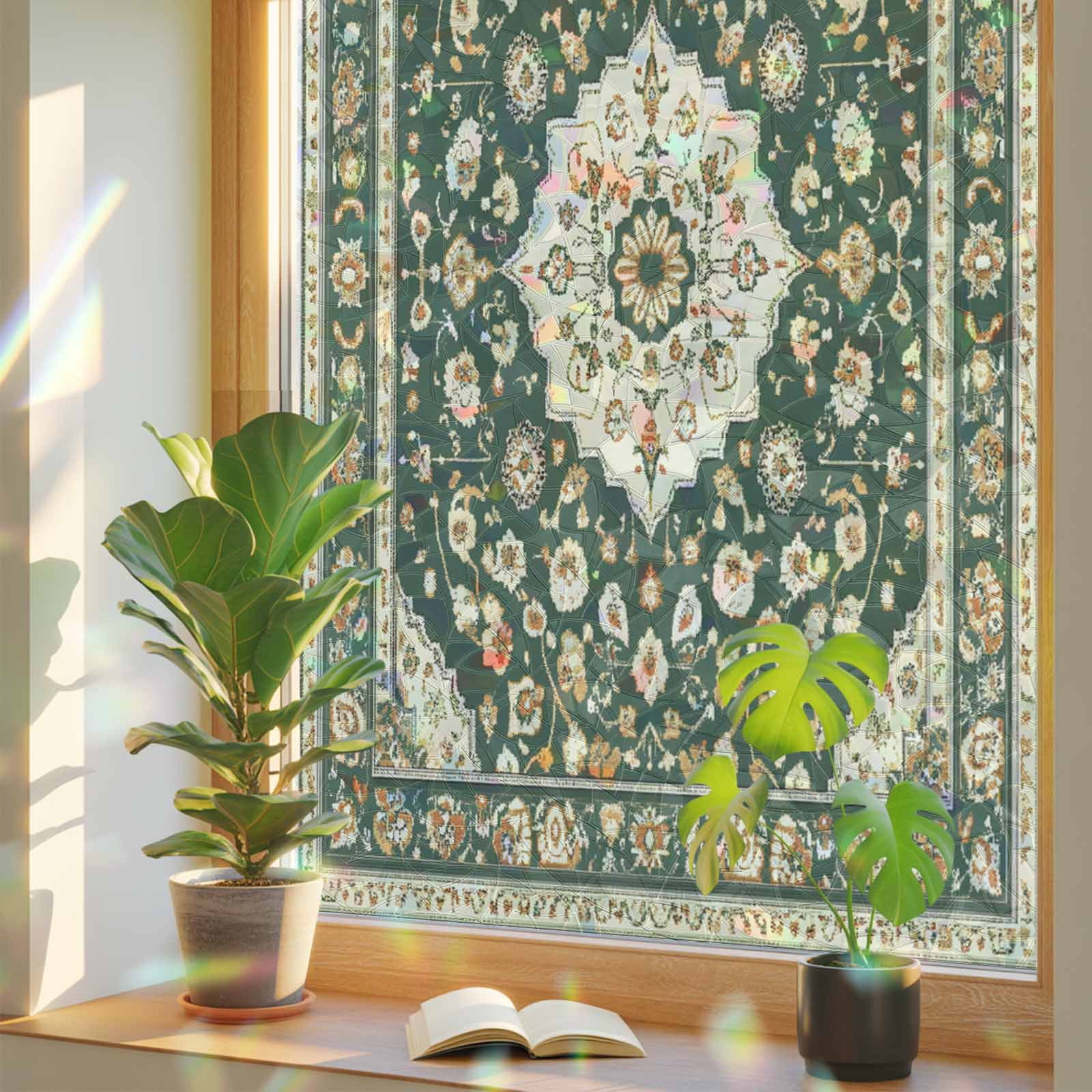 Bohemian Vintage Farm Pattern Window Privacy Film, Rainbow Film ...