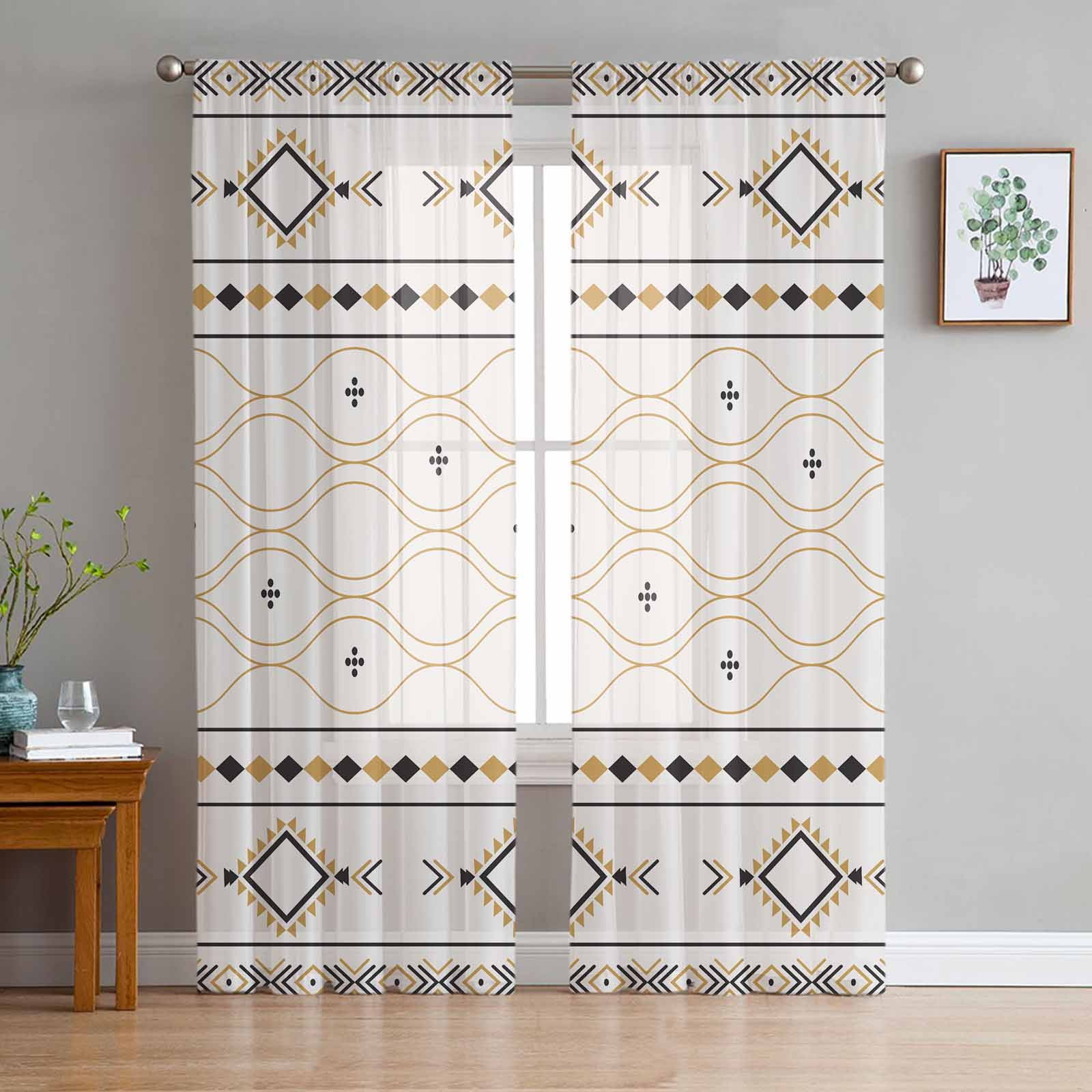 Bohemian Vintage Farmhouse Sheer Tulle Curtains for Living Room Valance Curtains Kitchen Bedroom ...