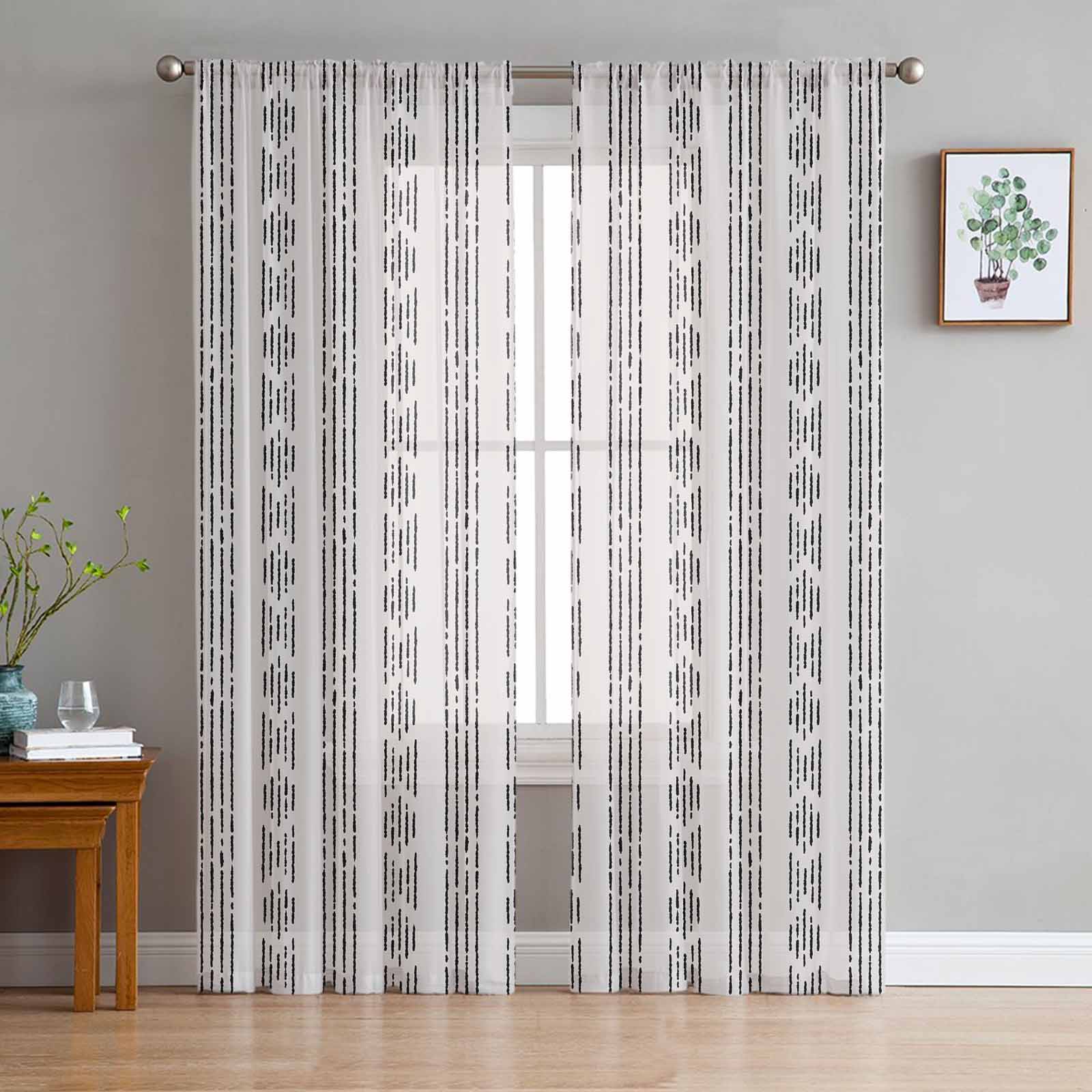 Bohemian Vintage Farmhouse Sheer Tulle Curtains for Living Room Valance ...