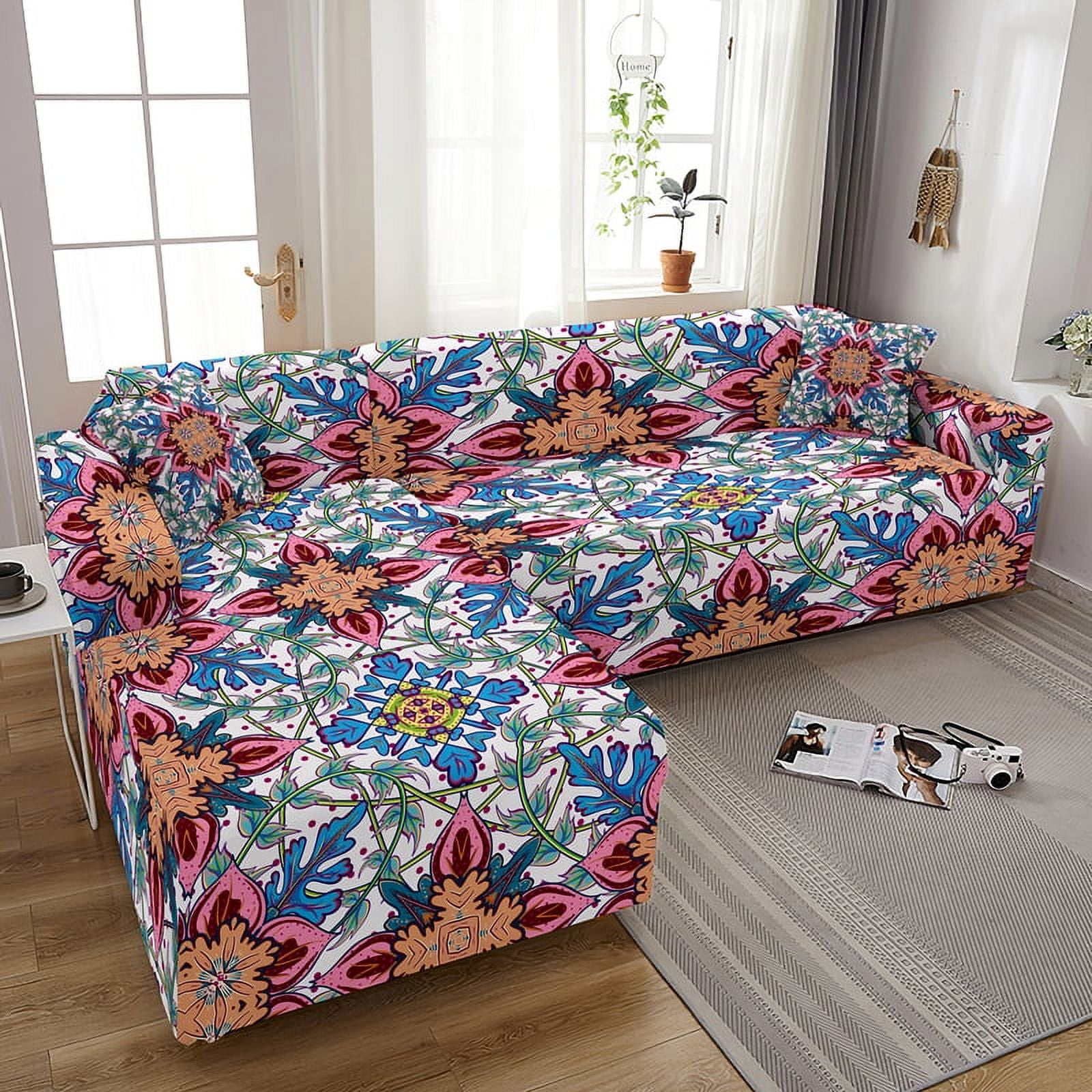 Bohemian Vintage Floras Sofa Cover 1/2/3/4 Seater Stretch Bohemia Couch ...