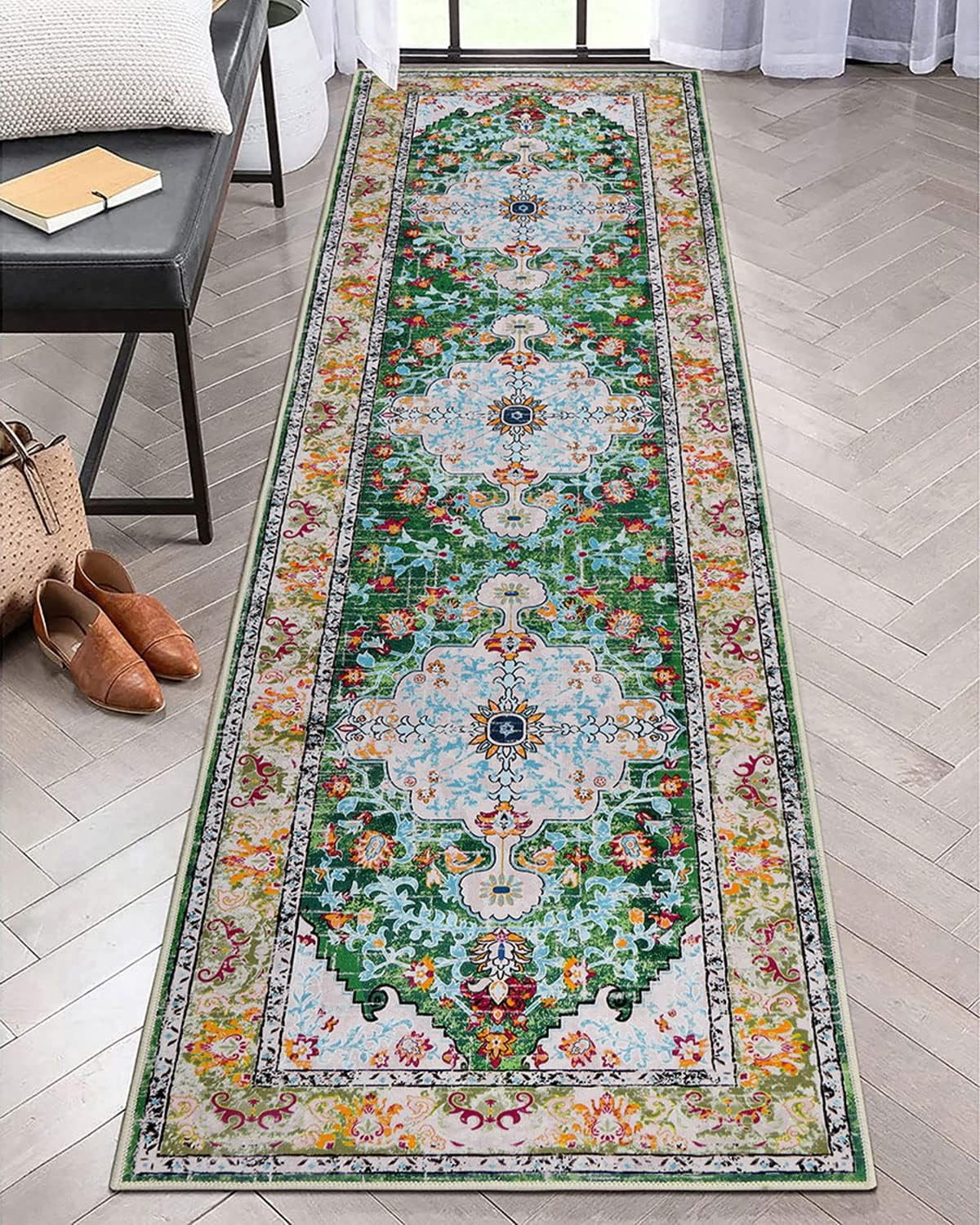 Bohemian Vintage Rug, 5'*7' Rectangular, Ultra-Thin Soft Non-Slip ...