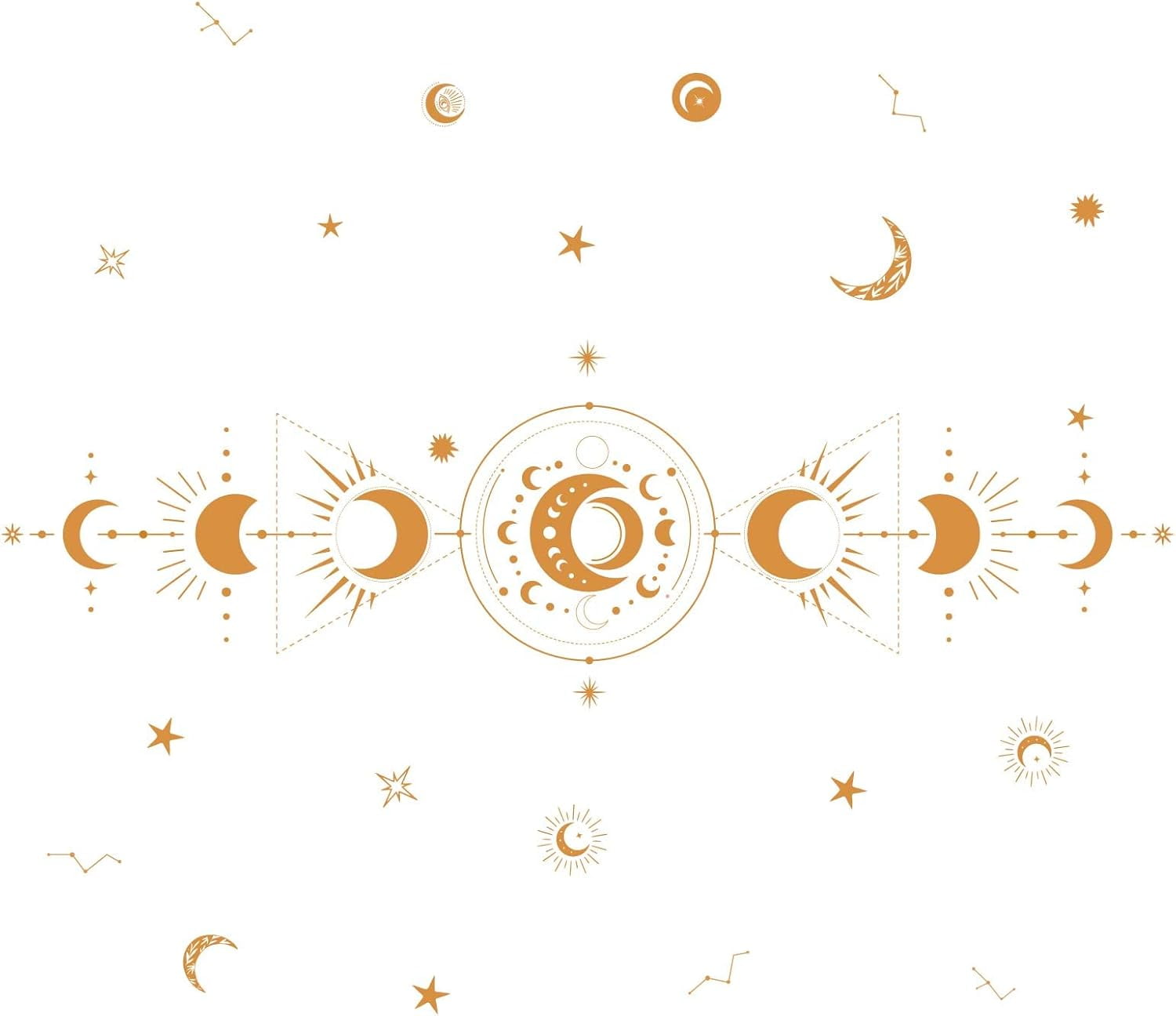 Bohemian Wall Decals Moon Phase Stickers Moon Star Wall Decor Daisies ...