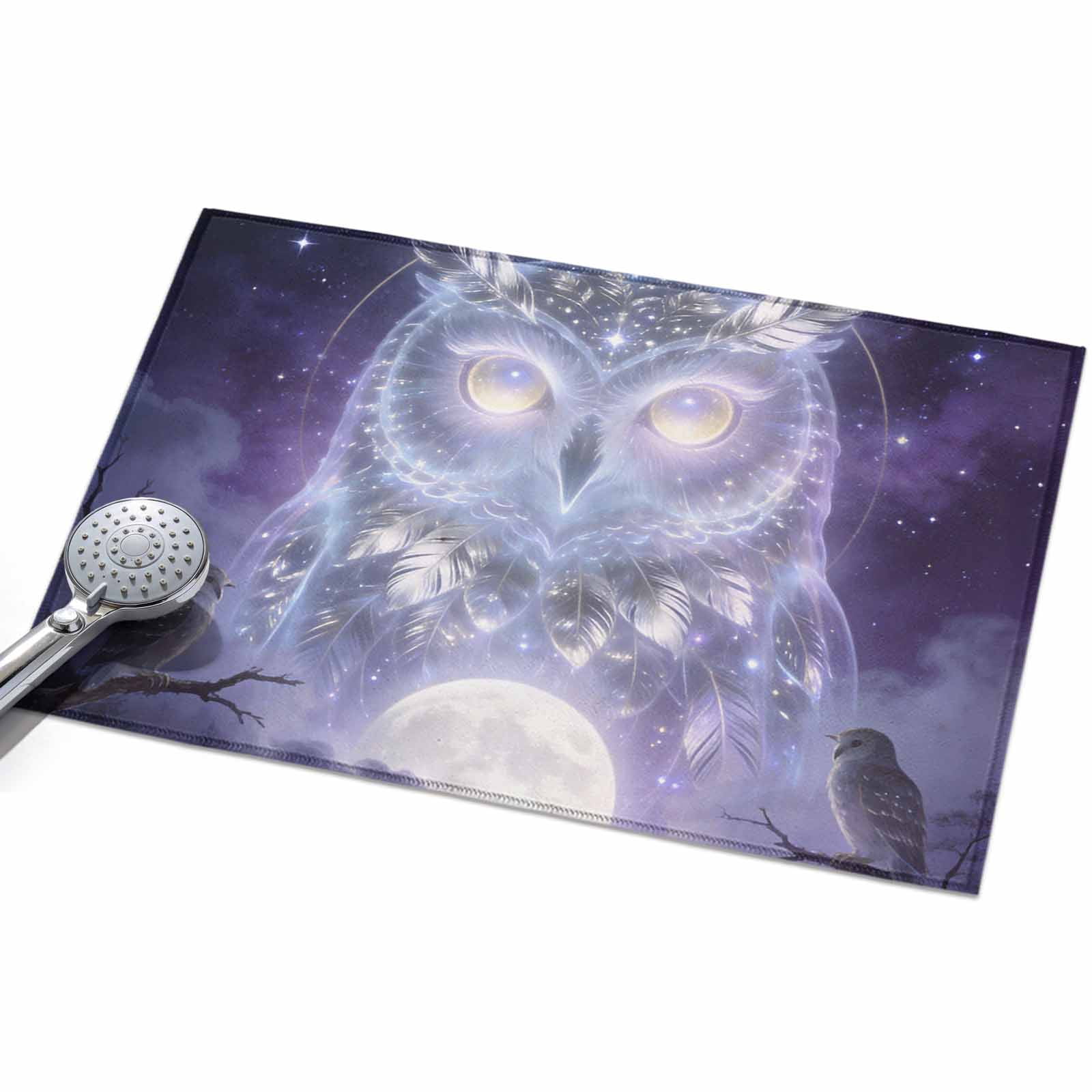 Bohemian Washable Area Rug 2 x 3 ft Watercolor Owl Fantasy Moon Forest ...
