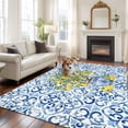 Bohemian Washable Area Rug 8x10 Bohe Flowers Texture Summer Lemon Fruit ...
