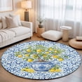 Bohemian Washable Round Area Rug 8 ft, Bohe Flowers Texture Summer ...