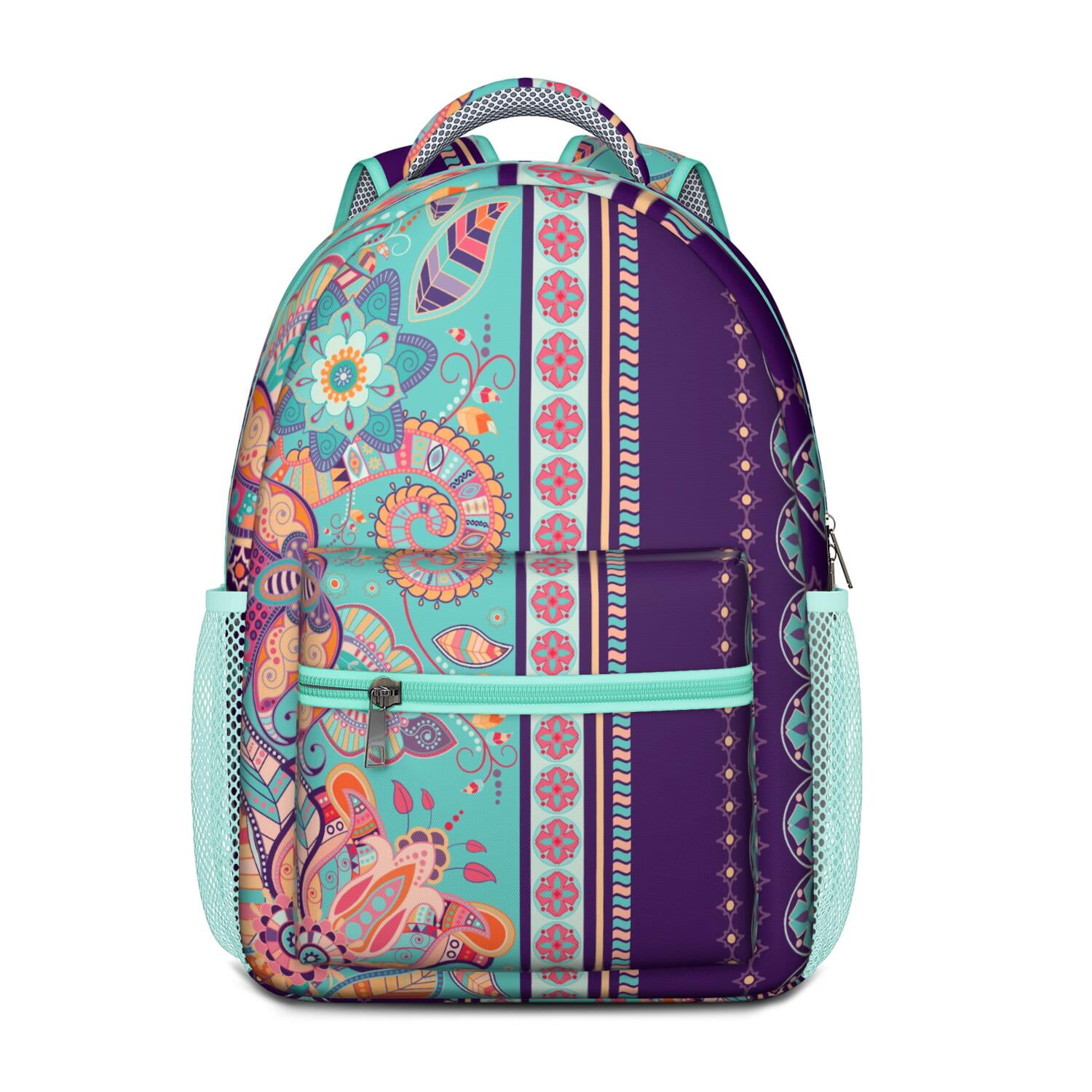 Bohemian Waterproof School Backpack - Ethnic Floral Paisley Design ...