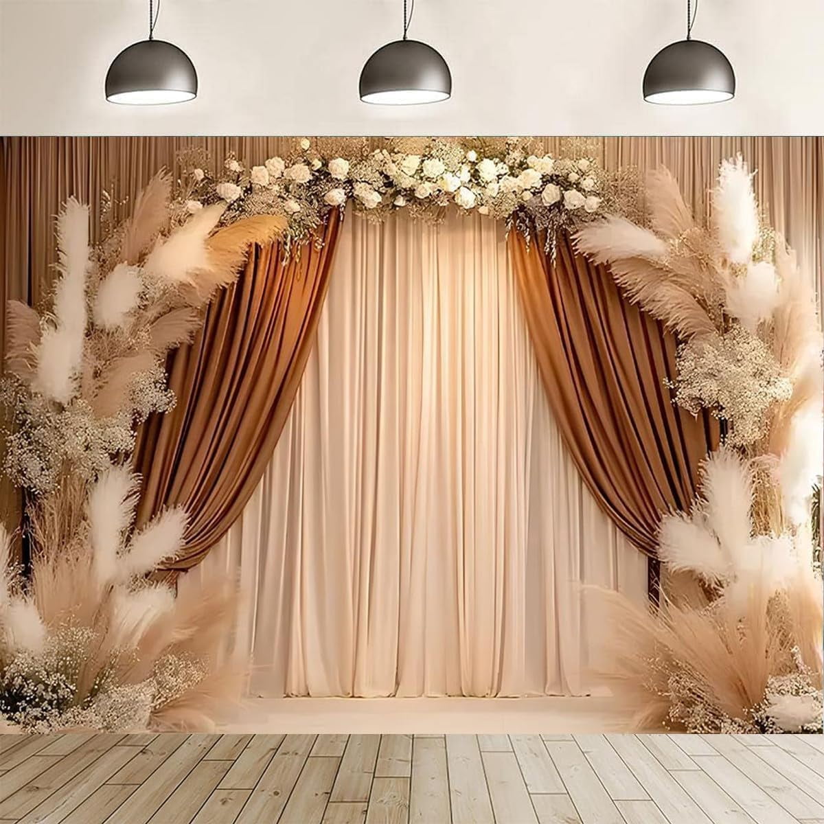 Bohemian Wedding Backdrop Boho Beige Curtain Bridal Shower Background ...