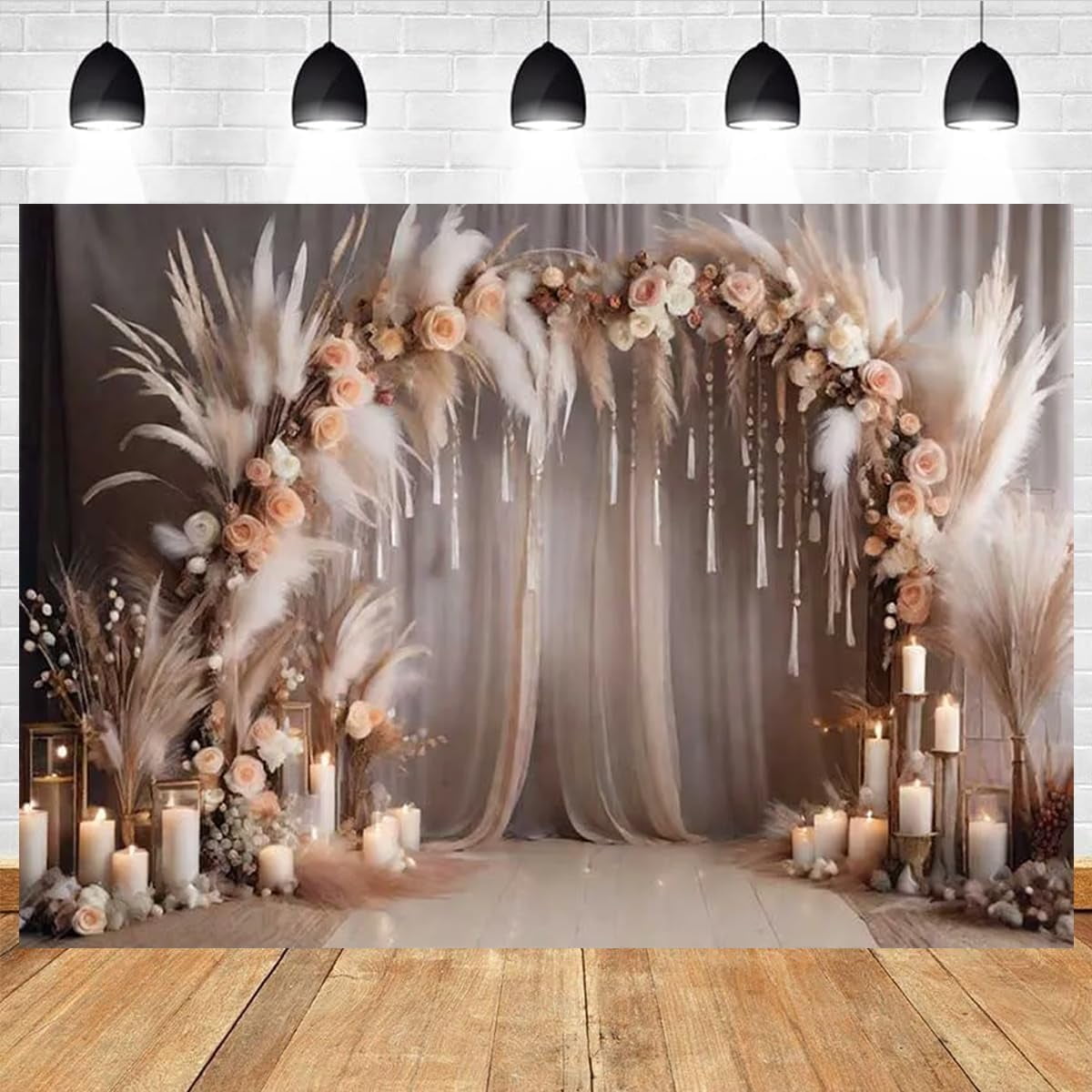 Bohemian Wedding Photography Backdrop Pampas Grass Curtain Baby Shower ...