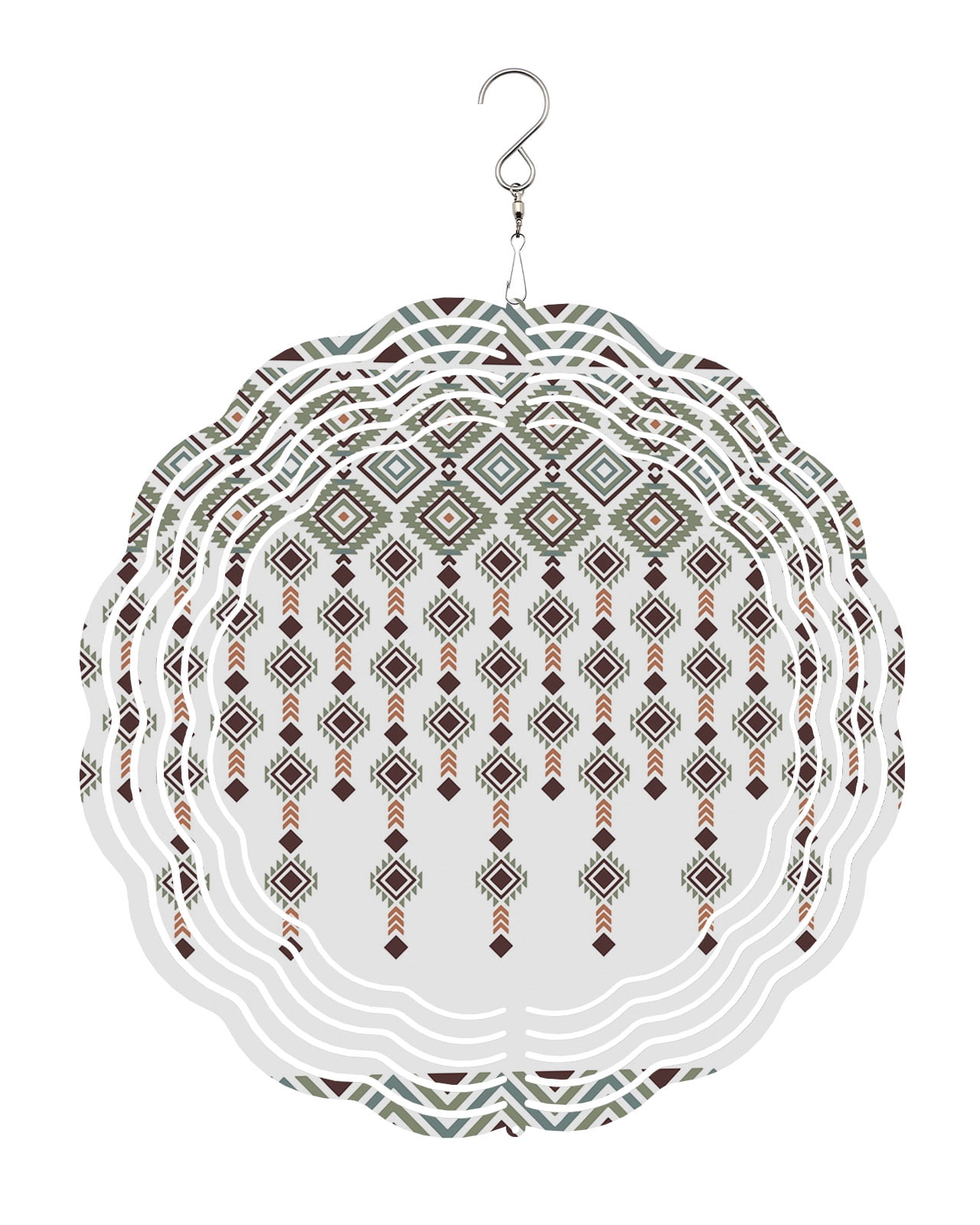 Bohemian Wind Spinner for Garden Yard 12In, Green Brown Western Ethnic ...