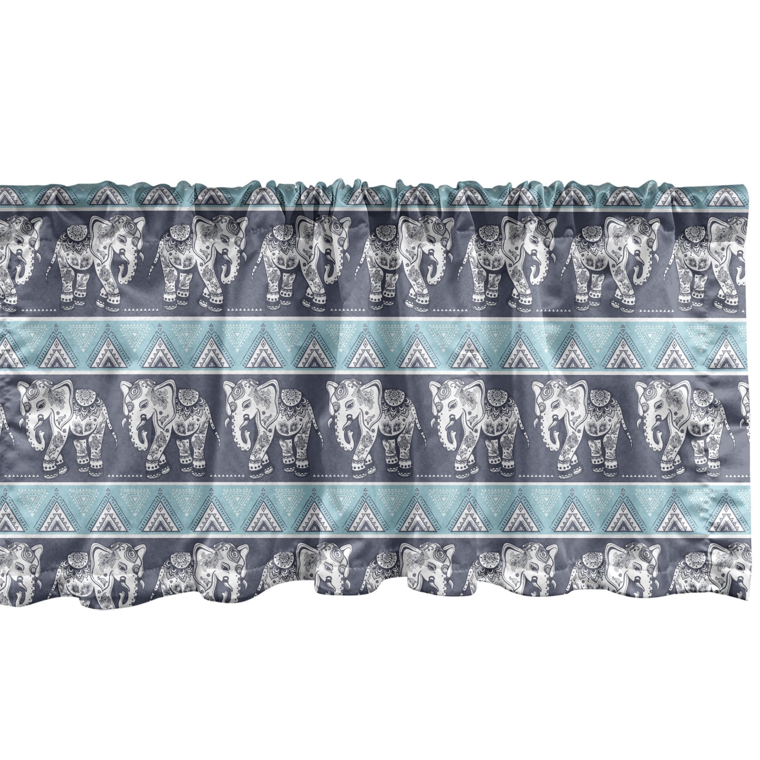 Bohemian Window Valance Pack of 2, Far Eastern Elephants Pattern ...